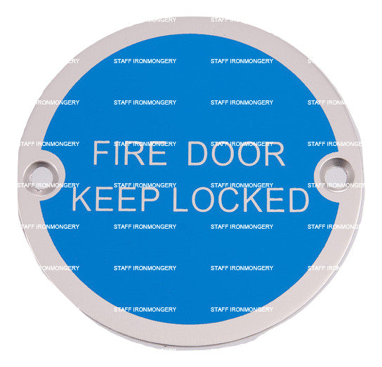 A GRADE Automatic Fire Door Keep Locked Sign Aluminium — Staff Ironmongery