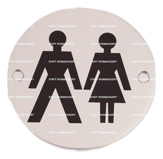 A GRADE Unisex Universal Toilet Sign Aluminium — Staff Ironmongery