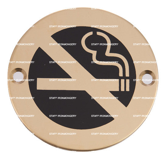 A GRADE No Smoking Indicator Sign Polished Brass — Staff Ironmongery