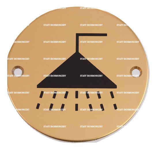 A GRADE Shower Room Indicator Sign Polished Brass — Staff Ironmongery