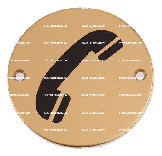 A GRADE Telephone Indicator Sign Polished Brass — Staff Ironmongery