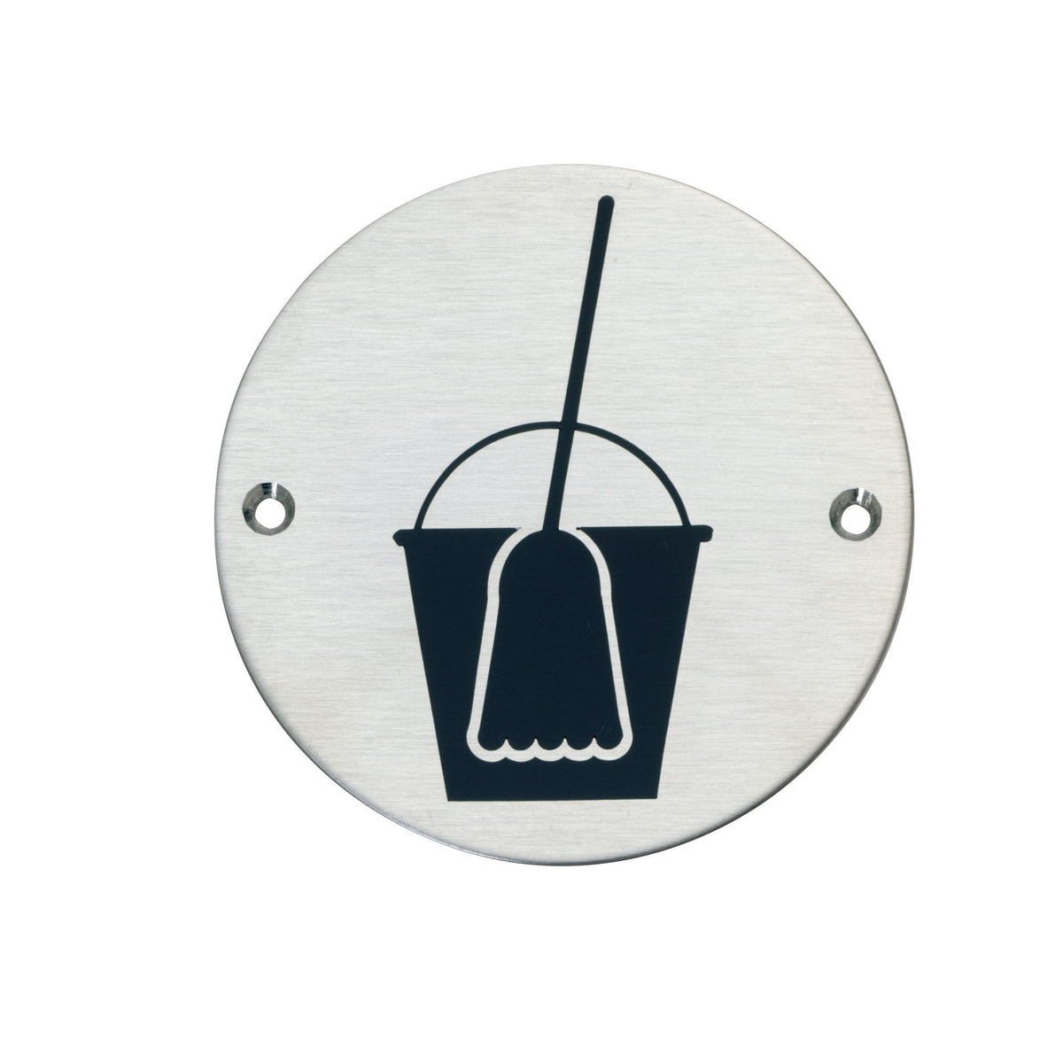 A Grade Clean Mop and Bucket Sign Satin Stainless — Staff Ironmongery