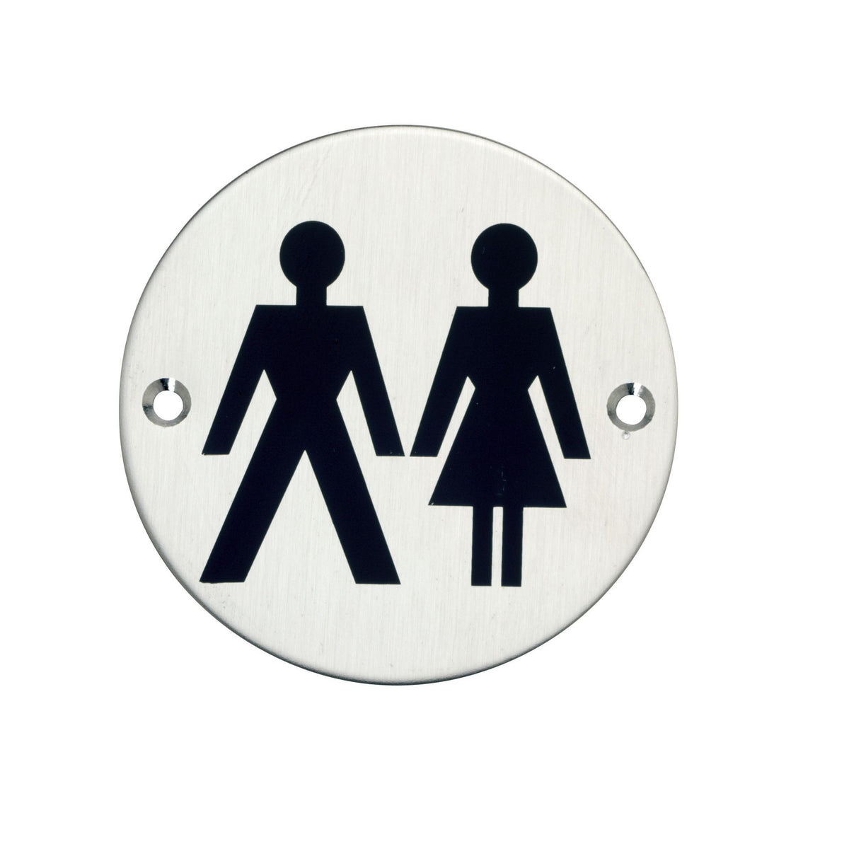 A Grade Unisex Universal Washroom Sign Satin Stainless — Staff Ironmongery